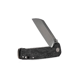 QSP Penguin Titanium Framelock EDC Pocket Knife, Marbled Carbon Fiber Handle, S35VN Steel, Kaviso Exclusive (Stonewashed)
