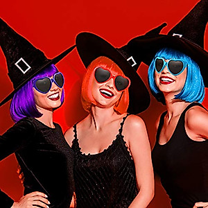 6 Pieces Party Wigs and Sunglasses Set Include Neon Short Bob Wig Colorful Sunglasses Cosplay Wig Daily Party Hairpieces for Halloween Party Supplies