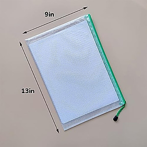 CHIF HAUTH 20pcs Mesh Zipper Pouch Bags, Waterproof Zipper Bags in A4 Size, Ideal for Organizing Office Supplies, Cosmetics, Stationery, and Board Games Storage