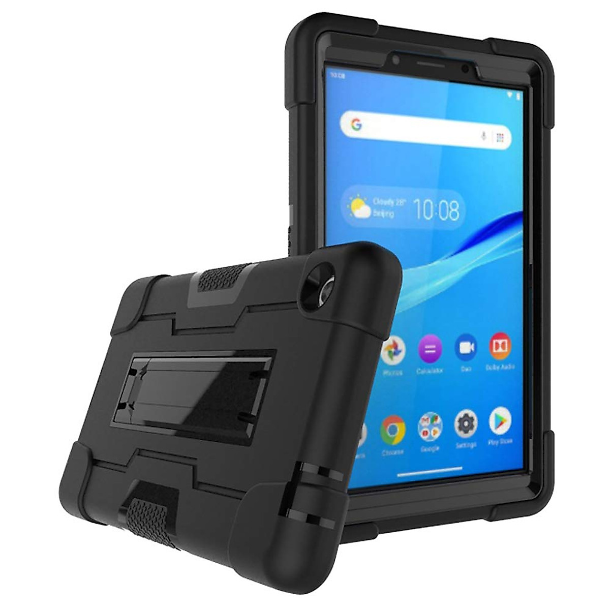 FIEWESEY For Lenovo Tab M7 Case,For Lenovo Tab M7 Gen 3 Case,Heavy-Duty Drop-Proof Shock-Resistant Rugged Hybrid case(Built-in Stand)for Lenovo Tab M7 Gen 3/M7/TB-7305F/TB-7305I/TB-7305X(Black/Black)