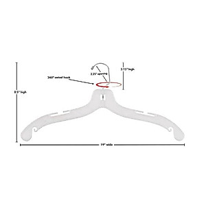NAHANCO 900, Extra-Large Plastic Shirt/Dress Hanger, with Chrome Swivel Hook, Heavy Weight, 19", Clear (Pack of 100)