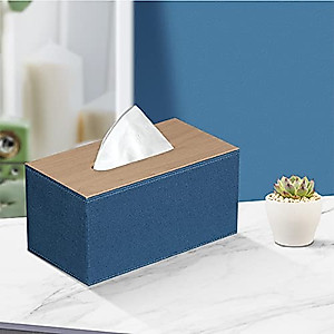 Tissue Box Cover Rectangular, 99% Compatible Upgrade Large Size, Decorative Tissue Box Holder for Bathroom/Vanity Countertop/Night Stand, PU Leather Tissue Dispenser for Napkin Facial Paper Towel