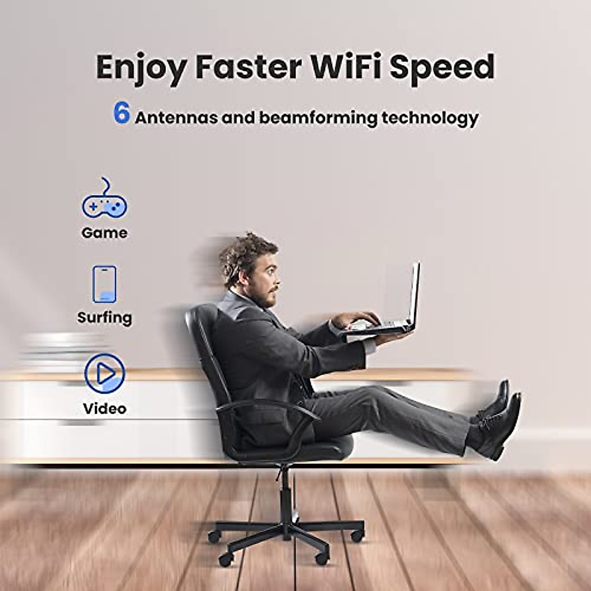 Gigabit WiFi Router, AC2100 Dual Band High Speed Wireless Router, 6 Antennas, MU-MIMO for Superb 2300 Sq.Ft Coverage & 30+ Devices, Easy Setup, Parental Control(Model: Connectize G6), Black