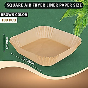 Suhsai Square Air Fryer Liners, 100 pcs reusable Parchment Paper Liners for Airfryer, Microwave Oven, 6.3-Inch baking sheet, Oil-Proof, greaseproof, Disposable Baking Paper, airfryer paper liners