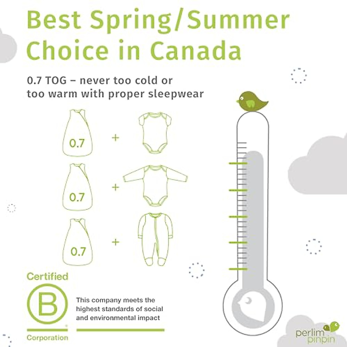 New 2024 Spring Summer Release - Perlimpinpin 0.7 TOG Cotton Baby Sleep​ Sack – Tailored to any American Climate