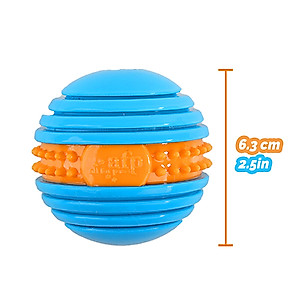 ALL FOR PAWS Dog Balls Squeaky Balls for Dogs Puppy Teething & Enrichment Dog Fetch Toy Puppy Toys for Strong Chewer, Ridges and Nubs Help Clean Teeth, TPR Material, 3 Pack (Blue)