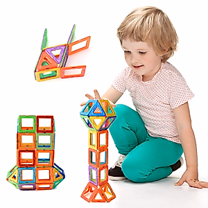 JDBF 46 pcs Magnetic Tiles Building Blocks Stem Toys for Toddlers Learning Kids Educational Construction Toys Set for Kids Ages Aged 3+