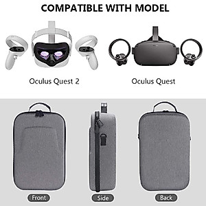 Spiido [2023 Upgrade] Hard Travel Case for Oculus Quest 2 /Oculus Quest VR Gaming Headset and Controllers Accessories Waterproof Shockproof Carrying Case (Gray)