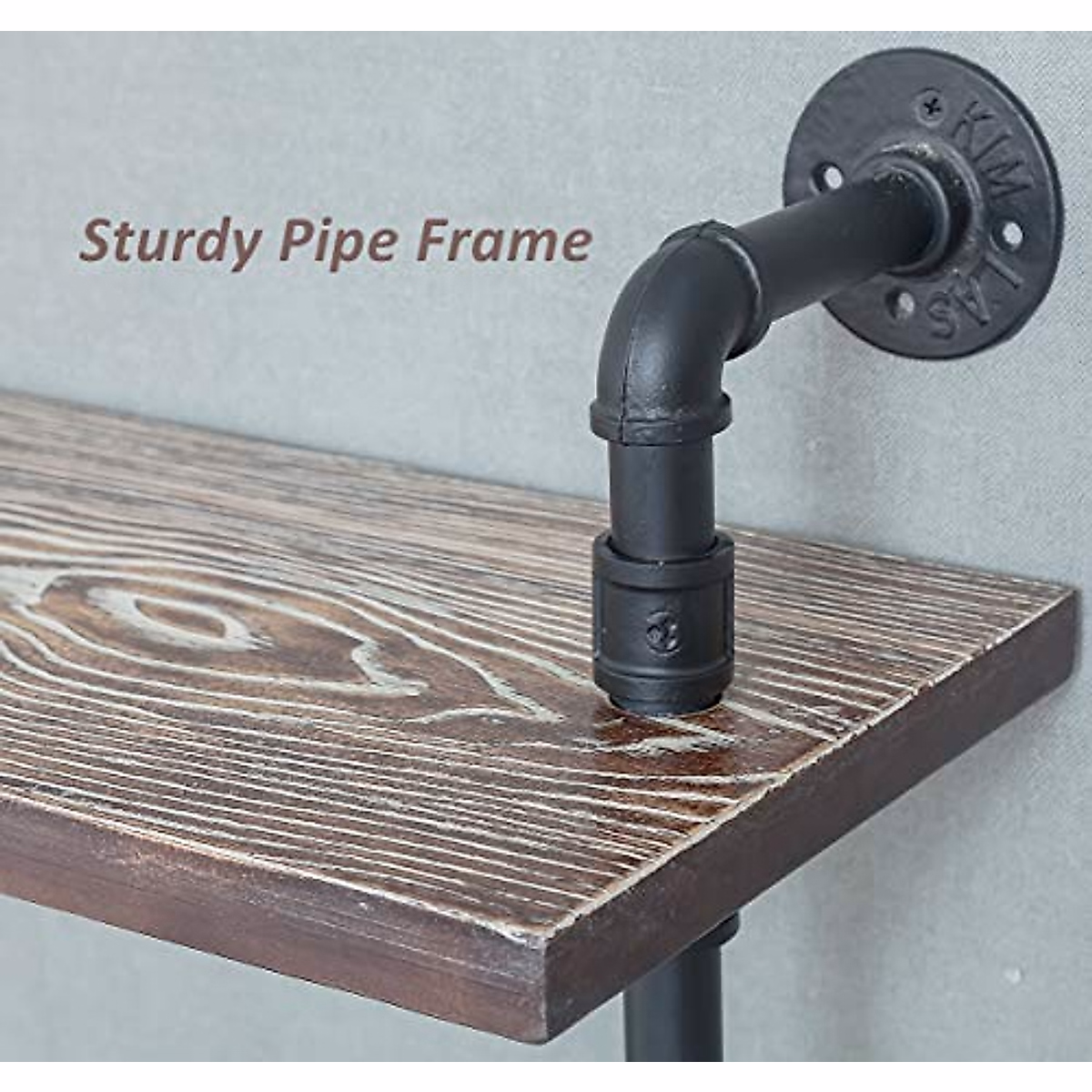 BIXIRAO Industrial Wall Mounted Iron Floating Pipe Shelves/Shelving/Racks/Storage/Bookcases/Brackets, DIY Open Bookshelves/Shelving for Kitchen/Office, Retro Black (3-Tier Floating Shelves)