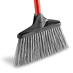 Libman Commercial 1086 Stiff Sweep Lobby Broom, Steel Handle, 38" Tall x 10" Wide, Red Handle (Pack of 6)