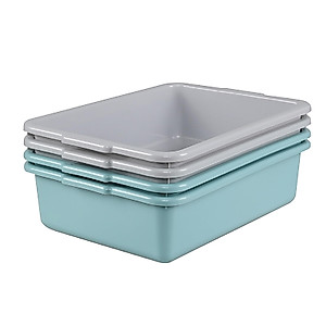 Doryh 14 L Commercial Bus Tub, Plastic Wash Tub Dishpan, 4 Packs
