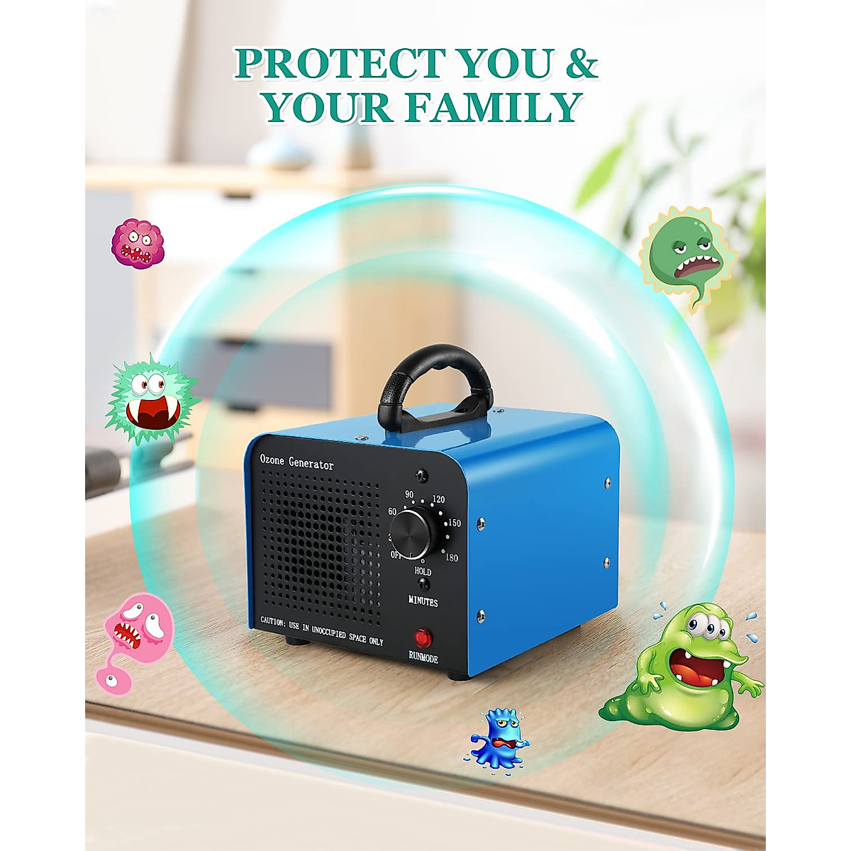 Rddmen 0zone Generator 30,000mg/h - 0zone Machine for Cars, Rooms, Smoke & Pets Odor