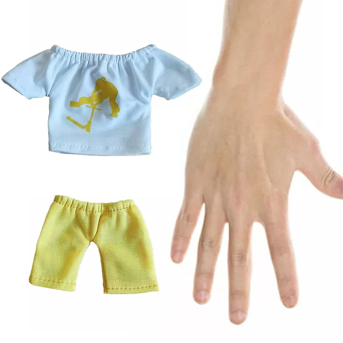 shenyan Fingertip Clothes Set - Finger Pants T-Shirt Scooter Skateboards Tools Outfit Accessories for Kids Children Toy Game, Interactive Toys Movement Favors Blue Yellow Green