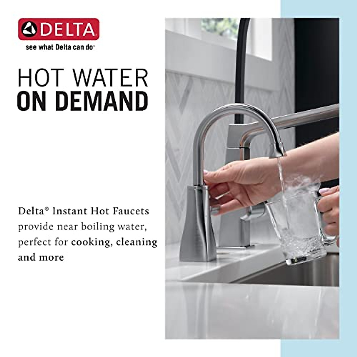 DELTA FAUCET Contemporary Square Instant Hot Water Dispenser, Arctic Stainless