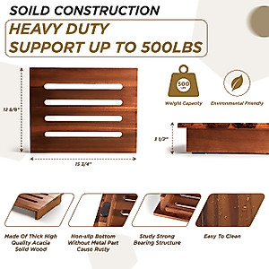 Holana 3.5" One Step Stool for Adults - Step Stools for Bed - Indoor/Outdoor - 550 lbs Safety Stepping Stool Bathroom for Handicap, Elderly, Seniors, Kid, Bathtub, High Beds, Kitchen (Acacia Wood)