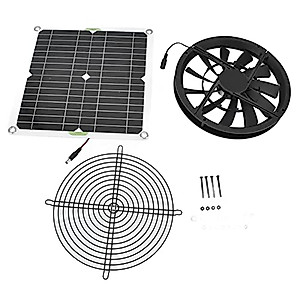 Solar Panel Fan Kit, 100W 12V Waterproof Solar Exhaust Fan Portable Ventilator with Metal Protection Mesh Solar Powered Exhaust Fan for Chicken Coops, Greenhouses, Sheds, Pet Houses, Window Exhaust