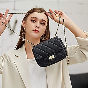 Jopchunm Designer Handbags Leather Clutch Small Quilted Purse Black Crossbody Bags for Women