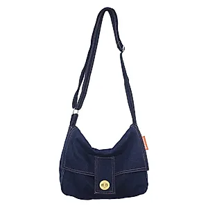 GOQUFOY Cross Body Bag Purses for Women Medium Size Blue Jean Denim Messenger Cute Women's Canvas Crossbody Bags Casual Handbags Trendy Everyday Crossover Shoulder Bag Hobo Adjustable Strap