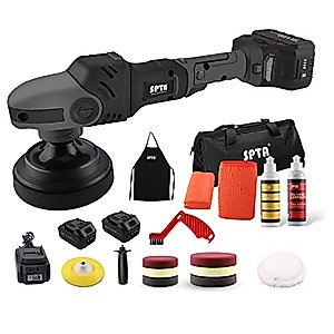SPTA Buffer Polisher, 780W 5Inch & 6Inch Dual Action Random Orbital Car Polisher, 41pcs Car Detailing Kit with Polishing Pads, Sanding Papers, Wool Pads, Tool Bag for Car Polishing and Waxing