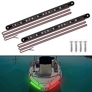RVZONE Boat Navigation Lights, Navigation Lights For Boats Led, Boat Lights For Night Fishing, Boat Red and Green Bow Lights, Deck Lights for Marine, Yacht, Kayak, Bass Boat, Pontoon Boat
