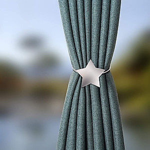 Sorfia Magnetic Curtain Tiebacks Clips Decorative Rope Holdbacks, 2 Pack Star Drapery Tie Backs Weave Holder for Window Draperies Bedroom Home Décor