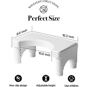 Toilet Stool,Poop Stool Adult for Bathroom Toilet Stool Squat Adult (White, Plastic Feet)