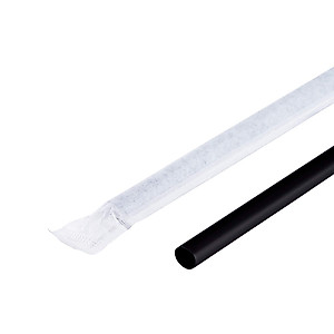 Karat C9075 (Black) 9" Giant Straws (8mm Diameter), Paper-Wrapped, Solid Black, 1-(Pack) (Pack of 2500)