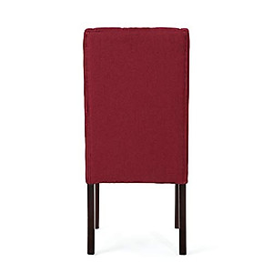 Christopher Knight Home Blythe Tufted Fabric Dining Chairs, 2-Pcs Set, Deep Red / Brown