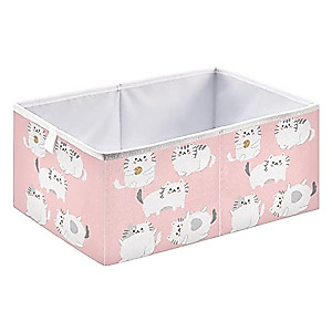 Emelivor Cute Cat Cube Storage Bin Collapsible Storage Bins Waterproof Toy Basket for Cube Organizer Bins for Kids Toys Nursery Closet Shelf Book Office Home - 11.02x11.02x11.02 IN
