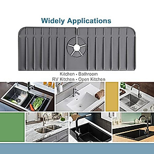 Futon.Z Silicone Faucet Handle Drip Catcher Tray, Silicone Faucet Mat, Faucet Water Catcher Mat, Silicone Sink Splash