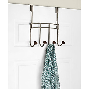 Spectrum Diversified Cambridge Over The Door 4 Hook Rack for Storage and Organization of Entryway Bedroom, Coffee/Graphite