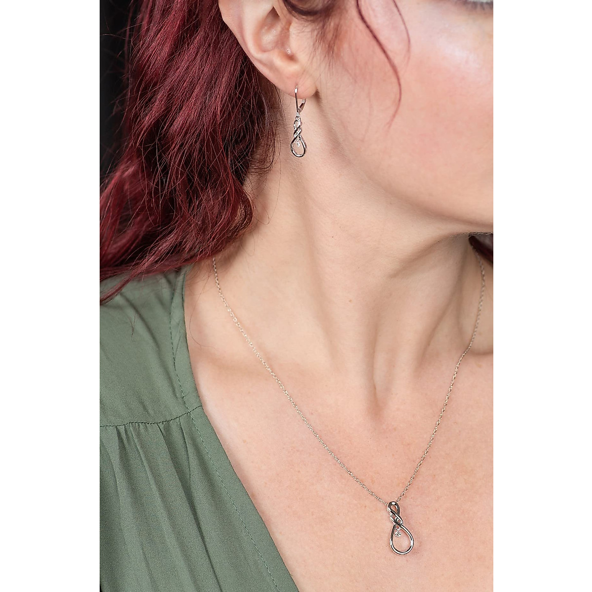 1/12 Cttw Diamond Accent Twisted Infinity Loop Dancing Diamond 925 Sterling Silver Drop Earrings (I Color, I1 Clarity)