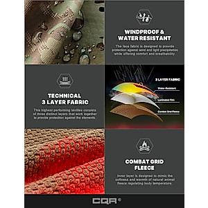 CQR Men's Winter Waterproof Tactical Pants, Softshell Fleece Lined Snow Ski Cargo Pants, Thermal Outdoor Hiking Work Pants, Recon Utility Camo, 32W x 30L