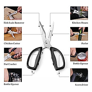 KITCHENDAO Kitchen Scissors, Premium 5Cr15 Stainless Steel, Magnetic Sheath Holder for Fridge, Heavy Duty Kitchen Shears, Advanced CNC Technology for Smooth Come Apart, Soft-touch Handle