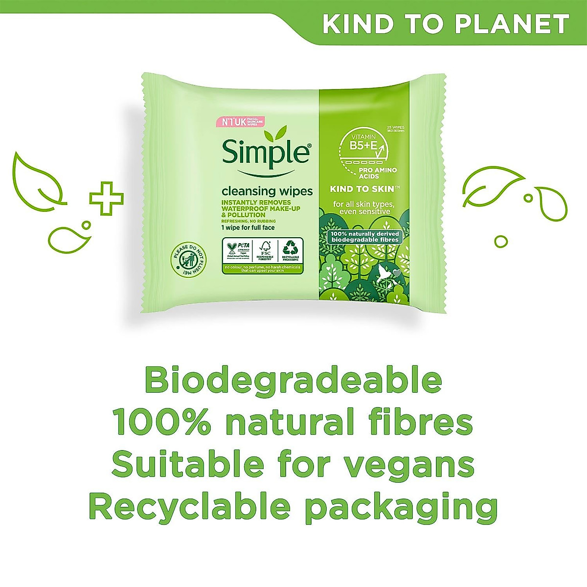 Simple Kind To Skin 25 Cleansing Facial Wipes (3 pack)