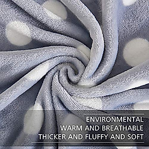 YuanKanJu DAKANG Plush Throw Blanket, Fleece Throw Blanket for Couch 50" x 60" - Soft Microfiber Cozy Lightweight Printed All Season Bed Throw Blanket, Polka Dot Grey