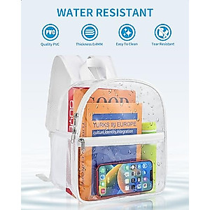 Paxiland Clear Backpack Stadium Approved 12×12×6 with Reinforced and Wider Shoulder Straps, Small Clear Bag for Schools, Concerts, Work, Festivals and Sporting Events - White