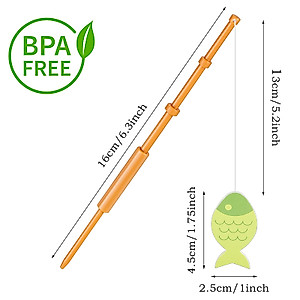 Boao 20 Pieces Mini Fish Pole Decoration Little Fisherman Fishing Pole Picks Mini Cupcake Picks for Birthday Party Tropical Party Appetizer Cake Decoration