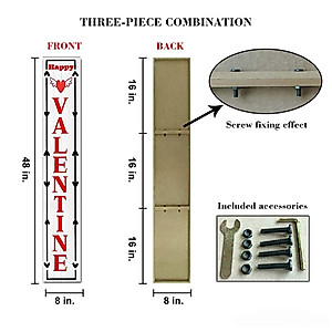 KPSheng Happy Valentine Day Sign for Front Door, 8x64 Inch Vertical Valentine's Day Wooden Welcome Sign for Front Porch, Modern Farmhouse Front Porch Decor