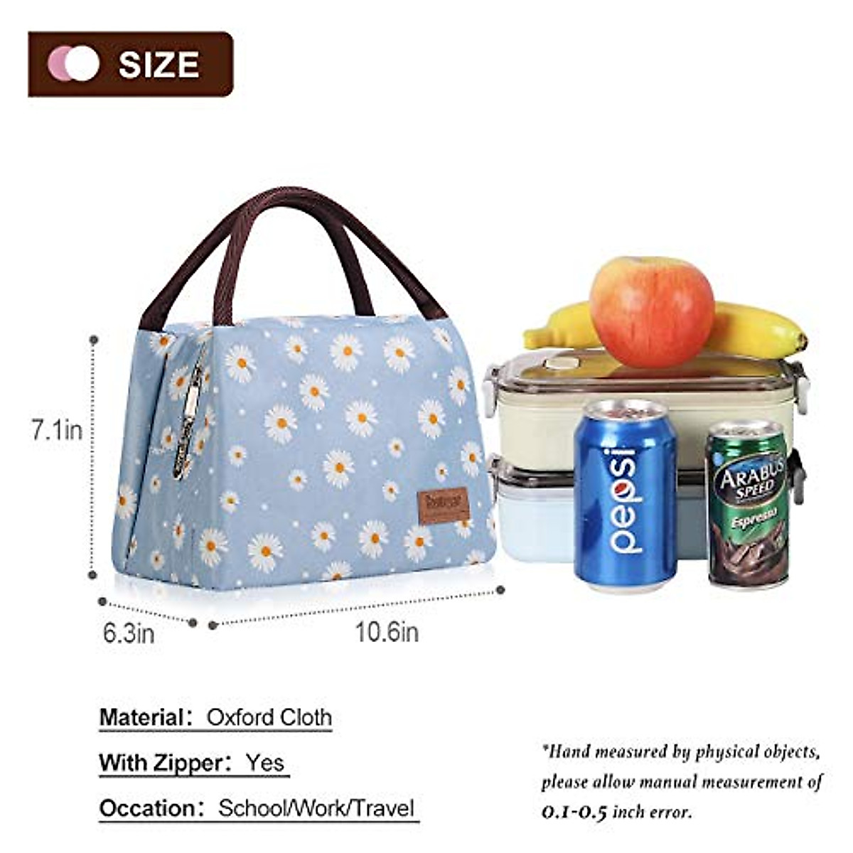 Buringer Reusable Insulated Lunch Bag Cooler Tote Box Meal Prep for Men & Women Work Picnic or Travel (Flying Flowers)