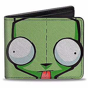 Buckle-Down Nickelodeon Wallet, Bifold, Invader Zim GIR Face Close Up Greens, Vegan Leather