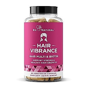 Vibrance Hair Growth Vitamins for Women – Grow Hair Faster, Healthier, and Stronger with Potent MultiBlend of Biotin & OptiMSM – Supports Thicker, Shinier Hair & Regrowth – 60 Vegetarian Soft Capsules
