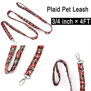 Christmas Dog Harness Dress with Leash Set Red Plaid Puppy Sweaters for Small Dogs Girl Winter Warm Pet Clothes Outfits Cute Bowknot Doggy Apparel Cat Holiday Xmas Party Costume (X-Small, Red)
