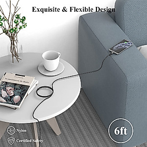 Minthouz USB C Cable Fast Charging Type C Cable 3A USB to USB C Cable Compatible with Samsung Galaxy S10 S9 S8 Plus Note 9 8, Huawei, Moto Z Z2, LG V30 V20, Nylon-Braided-Grey [1-Pack 6ft]