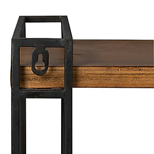 Kate and Laurel Lintz Modern Industrial Solid Wood with Black Metal Frame Floating Wall Shelves, Rustic Brown