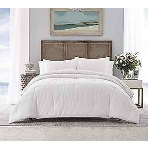 Nautica | Hampton Collection | Cozy & Breathable Cotton Blend Waffle Weave Texture Reversible Comforter Matching Shams, 3-Piece Bedding Set, King, White