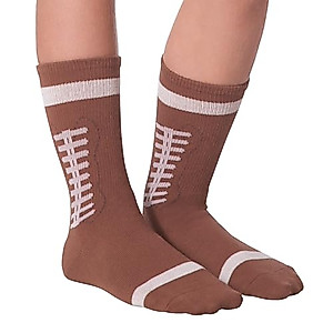 K. Bell Socks unisex child Football Crew Casual Sock, Brown, Shoe Size 11-14 US