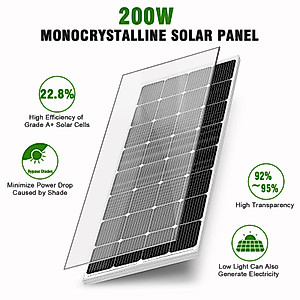 WERCHTAY Watt Solar Panel, Monocrystalline Cell High-Efficiency PV Module, 12V Solar Panels for Homes Camping RV Battery Boat Caravan and Other Off-Grid Applications (100W-B)
