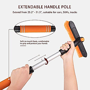 YunGuoGuo Car Snow Brush and Detachable Ice Scraper Extendable Snow Brush with Squeegee and Snow Mover for Car Auto SUV Truck Windshield Windows