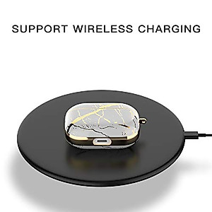 GOLINK Chrome Case for Airpods Pro, 360° Protective Stylish Marble Design for Airpods Pro Charging Case(White Marble)